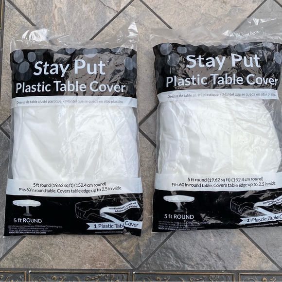 Party Supplies | Plastic Tablecloth For 5ft Round Table With Elastic ...